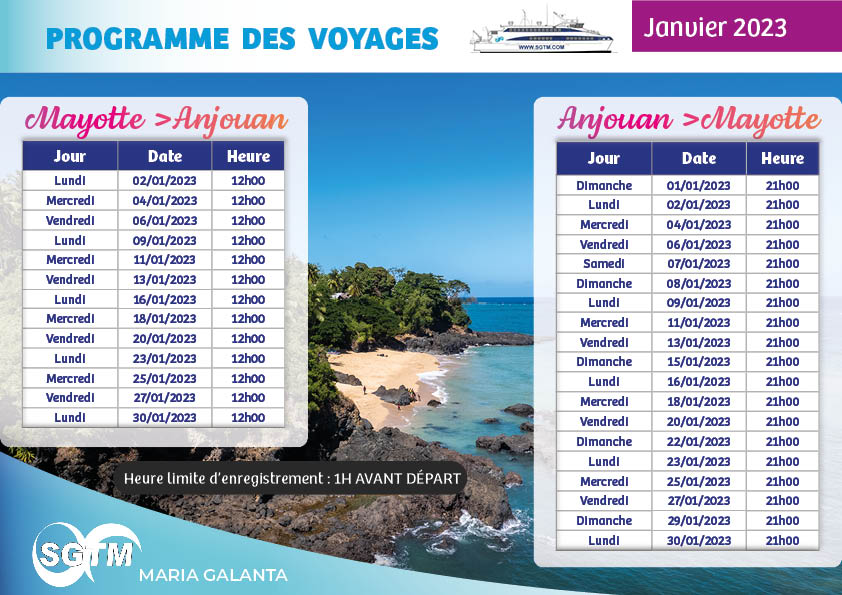 Programme mensuel de nos voyages - SGTM